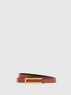REISS Bronya Leather Crocodile-effect Belt