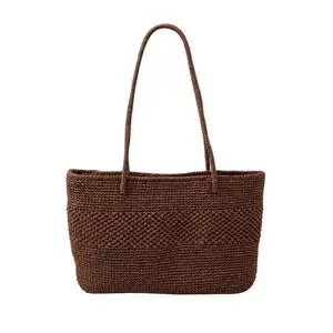 SPRINGMOONATELIER Handmade Woven Raffia Shoulder Bag - Brown
