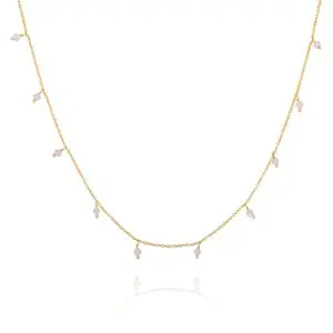 COCO & KINNEY January Birthstone Necklace- Rose Quartz - Gold