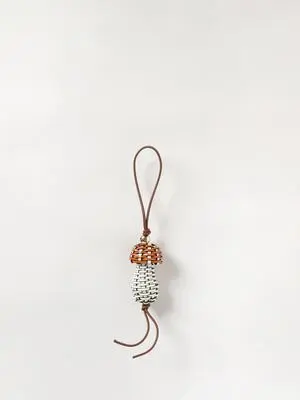 Loewe Mushroom Woven Calfskin Leather Keyring With Monogram - Multicolor