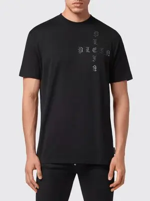 Philipp Plein Cotton Crewneck T-shirt With Rhinestone Logo Lettering - Black