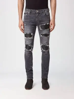 Philipp Plein Skinny-fit Distressed Effect Cotton Denim Jeans - Grey
