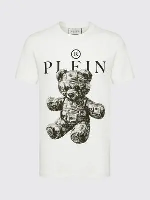 Philipp Plein Teddy Bear Print Cotton T-shirt With Contrast Logo