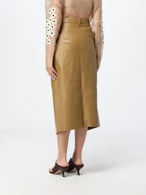 Khaite Mid-rise Leather Midi Pencil Skirt With Front Slit