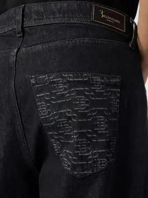 BILLIONAIRE Straight-fit Cotton Denim Jeans With Monogram Logo - Black