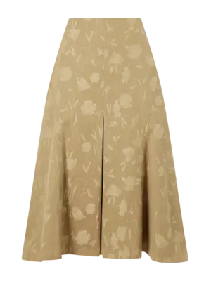 Erdem Floral Jacquard Cotton Midi Skirt - Brown