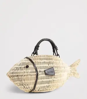 Staud Wicker Fish Top-handle Bag