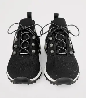 JIMMY CHOO Veles Knitted Glitter Sneakers