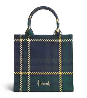 Harrods Small Tartan Tote Bag - Navy