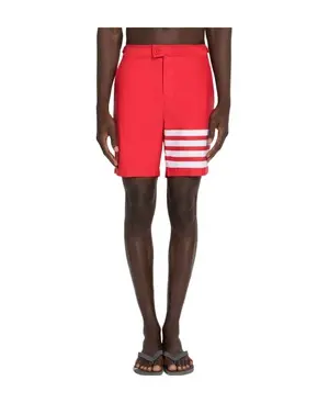 Thom Browne Button Front Board Short W/ Adjustable Elastic Back 4bar In Swim Tech