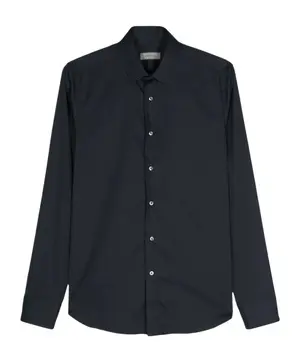 Canali Classic-collar Long-sleeve Shirt - Navy