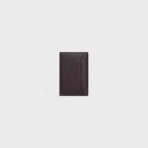 Celine Vertical Card Holder In Grained Calfskin