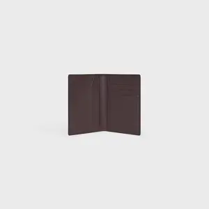 Celine Vertical Card Holder In Grained Calfskin