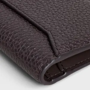 Celine Vertical Card Holder In Grained Calfskin