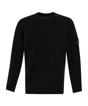 Stone Island Logo Patch Crewneck Jumper - Blue