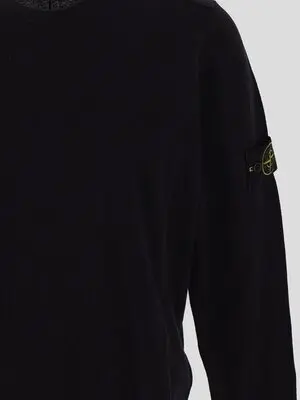 Stone Island Logo Patch Crewneck Jumper - Blue