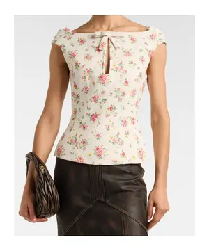 SHUSHU/TONG Bow Detail Floral Print Top - No