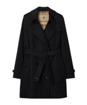 Burberry Double Breasted Belted Trench Coat - Black