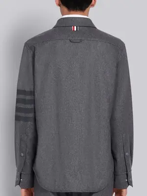 Thom Browne Flannel Tonal 4-bar Shirt Jacket