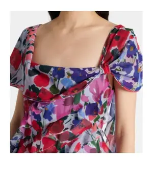 Carolina Herrera Floral Ruffled Chiffon Gown