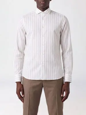 Canali Striped Band-collar Shirt