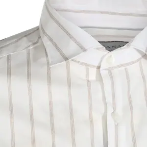 Canali Striped Band-collar Shirt