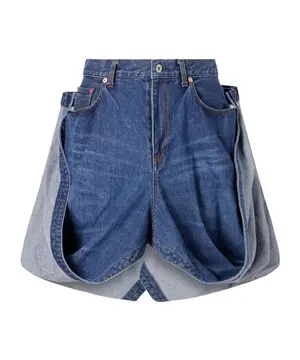 Sacai Folded Denim Skirt - Blue