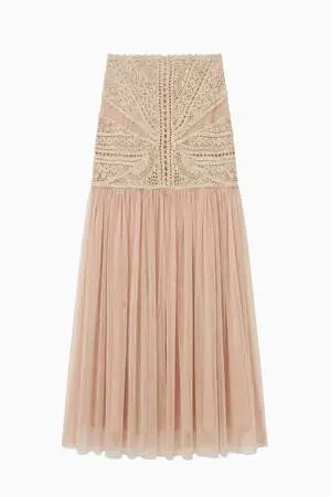 Ulla Johnson Araminta Crochet & Tulle Skirt - Sandstone