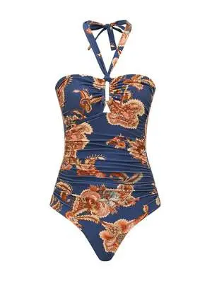 Zimmermann Printed Halterneck Swim Top - Blu