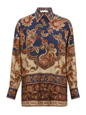 Zimmermann Printed Silk Long-sleeve Shirt