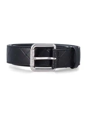 Bottega Veneta Quilted Leather Belt With Engraved Buckle
