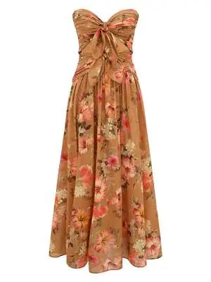 Zimmermann Fitted Mini Dress With Ruched Bust And Adjustable Straps Size - Multicolor