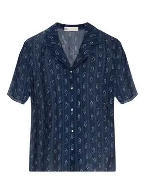 Tory Burch Short Sleeve Paisley Print Button-up Shirt