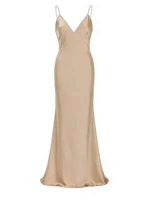 TOM FORD Embellished V-neck Maxi Slip Dress - Beige