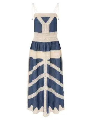 Zimmermann Embroidered Lace Midi Dress - Blu