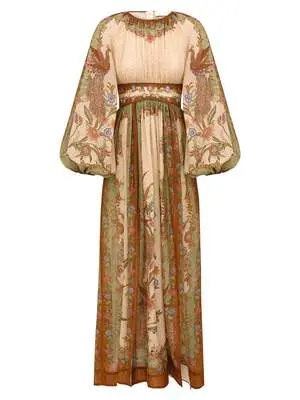 Zimmermann Printed Long Sleeve Maxi Dress - Verde