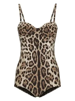 Dolce & Gabbana Leopard Print Sweetheart Neckline Mini Top