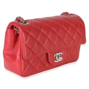 Chanel Quilted Lambskin Rectangular Classic Flap Bag - Red