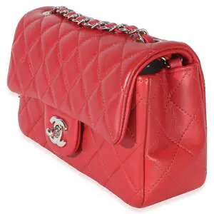 Chanel Quilted Lambskin Rectangular Classic Flap Bag - Red