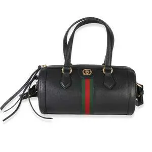 Gucci Grained Calfskin Gg Ophidia Boston Bag - Black