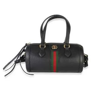 Gucci Grained Calfskin Gg Ophidia Boston Bag - Black