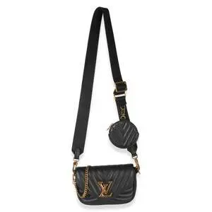 LOUIS VUITTON Calfskin New Wave Multi Pochette Crossbody Bag - Black