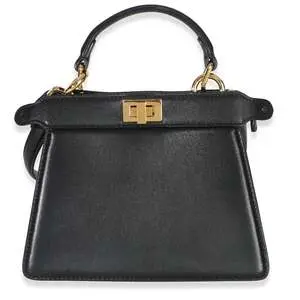 Fendi Shiny Nappa Petite Peekaboo I See U Satchel - Black