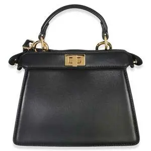 Fendi Shiny Nappa Petite Peekaboo I See U Satchel - Black