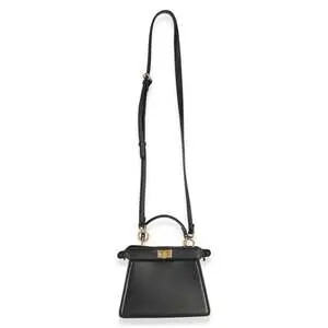 Fendi Shiny Nappa Petite Peekaboo I See U Satchel - Black