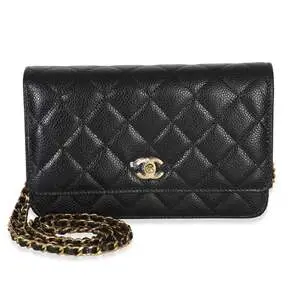 Chanel Chanel Quilted Caviar Wallet On Chain Black