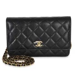 Chanel Chanel Quilted Caviar Wallet On Chain Black