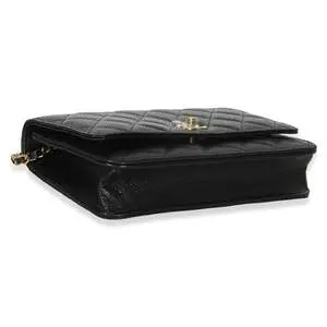 Chanel Quilted Caviar Wallet On Chain - Black
