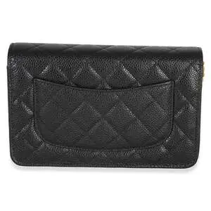 Chanel Quilted Caviar Wallet On Chain - Black