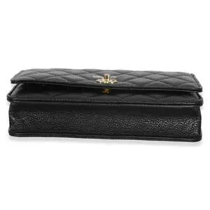 Chanel Quilted Caviar Wallet On Chain - Black